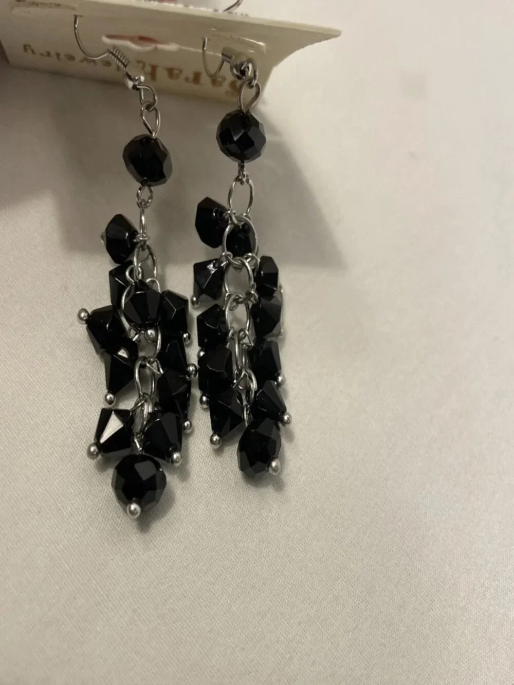 Sarah | Jewelry | Black Bead Cluster Dangle Earrings Beaded Chandelier ...